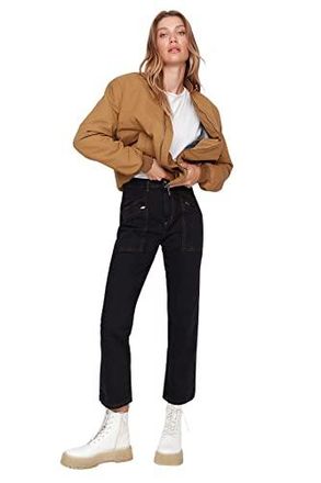 Trendyol Jean Droit, Noir, 66 Femme