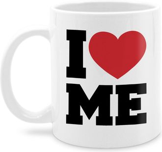 Shirtracer Tasse Tassen 325ml - Statement - I love me - Selbstverliebt | Narzissmus | Ich liebe mich | Love myself - 325 ml - Weiß - groß kaffetassen sprüche sta