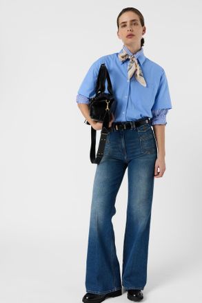 Gerard Darel Chemise en coton &agrave; manches courtes - CHAYNA - Bleu ciel