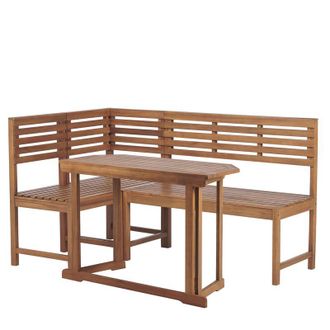 Beliani Ensemble de Mobilier Modulaire Banc dAngle Table pliable Bois dacacia Treia