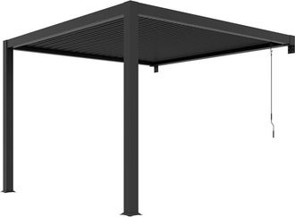 Vente-Unique Pergola adoss&eacute;e bioclimatique en aluminium avec lames orientables 9,36 m&sup2; - Anthracite - SERADO
