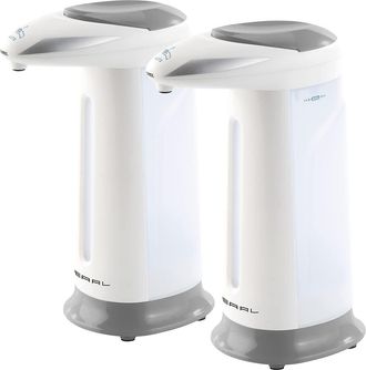 Pearl Seifenspender Sensor: 2er-Set automatische Seifenspender mit Bewegungssensor, grau (Badezimmer Seifen Spender, zum Aufladen, Automatischer)