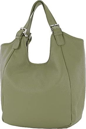 modamoda.de T227 Sac &agrave; bandouli&egrave;re en cuir pour femme Fait main en Italie, vert olive, L