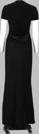 Rotate Draped Short Sleeves Dress - Black