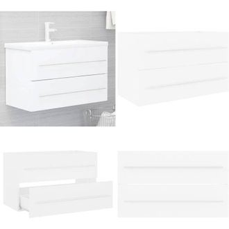 vidaXL Vidaxl - Armoire d&eacute;vier Blanc 80x38,5x48 cm Bois ding&eacute;nierie - Meuble Salle De Bain - Armoire Lavabo - Meuble Vasque - Rangement Salle De Bain