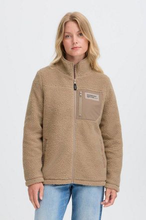 Oxmo Pl&uuml;schjacke OXAbby Gem&uuml;tliche Pl&uuml;schjacke mit Paspeltaschen