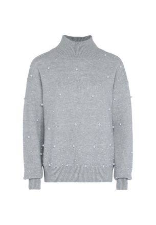 Faina Pullover mit Perlen Damen hellgrau melange