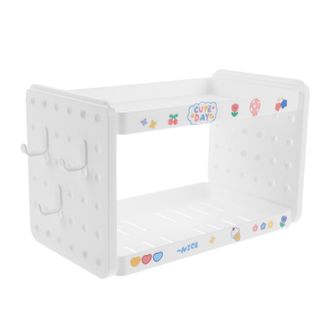 Holibanna Tisch Organizer Schreibtisch Organizer Mehrstufig Stapelbar aus Robustem Material in Beige mit Stiftehalter und Modularer Aufbewahrung für Büro Schule