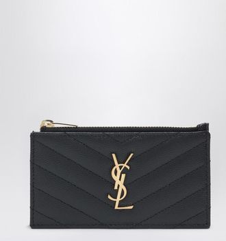 Saint Laurent Black quilted Cassandre card holder
