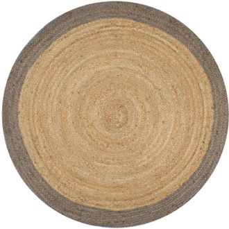 vidaXL Tapis fait &agrave; la main Jute avec bord gris 150 cm