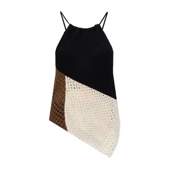 Akep Femme, Tops, Noir, Taille: 36 FR Haut asym&eacute;trique &agrave; col roul&eacute; avec bretelles