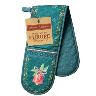 Maison d'Hermine Hygge Doppel-Ofenhandschuh, Weihnachten, 100 % Baumwolle, Grillhandschuhe, Backen, Grillen, Mikrowelle, Grillen, Hots und Pfannen, Thanksgiving/Weihna