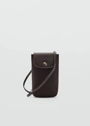 Mango Housse t&eacute;l&eacute;phone portable nylon chocolat - Femme - Taille unique - MANGO