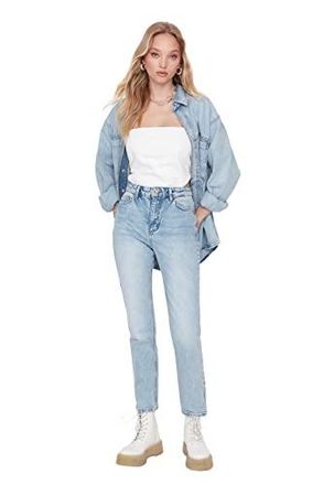 Trendyol Jean Bootcut et évasé pour Femme, Bleu, Taille 42, Bleu, 70