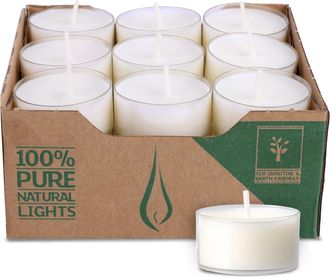 Wenzel Teelichter 4h - 27er Set vegane Raps-Teelichter - CO2-neutral, ohne Alu - transparente Hülle - Made in Germany - Teelicht für Pyramiden, Weihnachten &