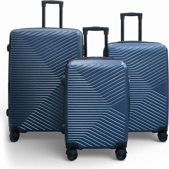 Infinity Leather Blauer Hardshell-Koffer Robuster 8-Rad-Kabinenkoffer