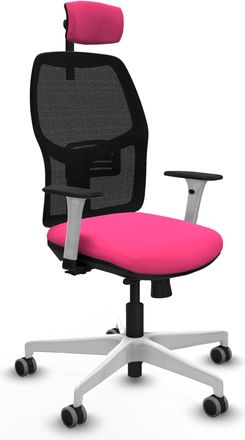 Piqueras y Crespo B&uuml;rostuhl Rosa Alfera mit wei&szlig;en und schwarzen Armlehnen, h&ouml;henverstellbare Lendenwirbelst&uuml;tze und h&ouml;henverstellbares Kopfteil, Schwarz / Rosa