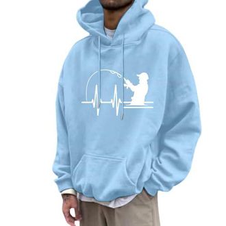 Generic Sweat a Capuche Homme Sweatshirt Hooded Sweats &agrave; Capuche Homme Mode avec Imprim&eacute; Partiel, Pull Long &agrave; Manches avec Cordon de Serrage