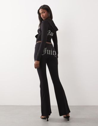 Juicy Couture Pantalon de jogging densemble &eacute;vas&eacute; &agrave; taille basse et logo &agrave; strass - Noir