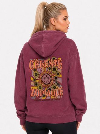 Worldclassca Hoodie Worldclassca Oversized Hoodie Print Kapuzenpullover Stone Washed Neue Kollektion - Stilvolle und gem&uuml;tliche Sreetwear Mode f&uuml;r Damen