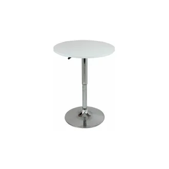 Woltu Woltu - Table de bar en mdf avec pied - Table ronde - Hauteur r&eacute;glable - Blanc