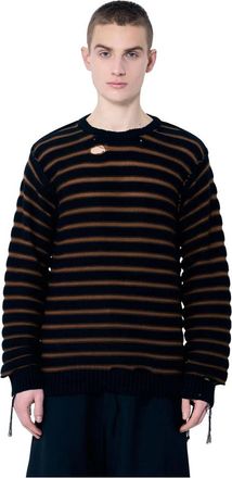 Maison Margiela Distressed Streifenpullover - - Knitwear - Herren - Schwarzk - L