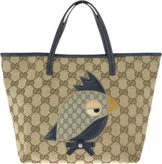 Gucci unisex, Pre-owned, Beige, Taille: ONE Size Sac cabas en cuir et toile GG Pre-owned