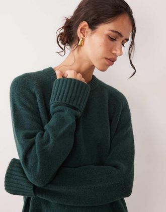 Abercrombie & Fitch pull col rond en maille vert