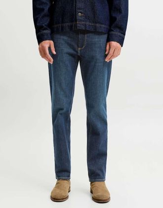 Jack & Jones Clark Jeans in Slim Fit mit mittlerer Leibh&ouml;he aus blauem Denim