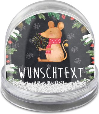 Mr. & Mrs. Panda Personalisierte Schneekugel Maus Weihnachten - Geschenke, Weihnachtsgru&szlig;, Personalisierbare, Kunststoff, Weihnachtsschneekugel, Fotokugel, M&auml;uschen, F