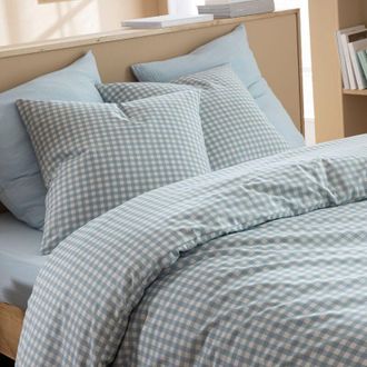 TERRE DE NUIT Parure de lit Vichy 240x220 Bleu