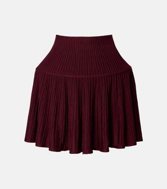 Alaia Ala&iuml;a Mini-jupe c&ocirc;tel&eacute;e en laine m&eacute;lang&eacute;e