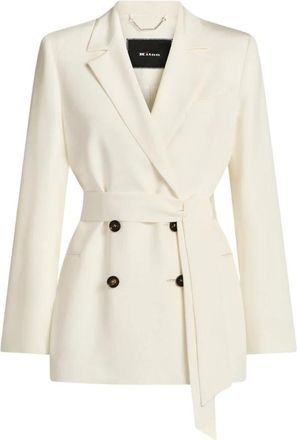Kiton Femme, Vestes, Blanc, Taille: 38 FR Veste Crois&eacute;e en Satin de Soie