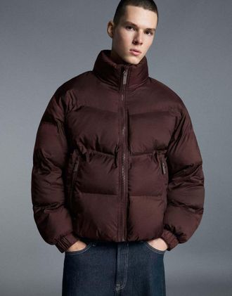 Bershka veste technique matelass&eacute;e marron