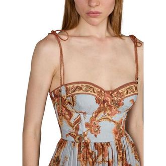 Zimmermann Robe imprim&eacute;e fleuri &agrave; corset en coton