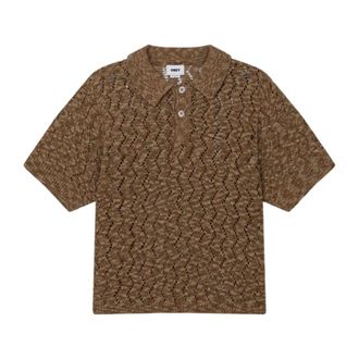 Obey Geh&auml;kelter Polo-Sweater mit kurzen &Auml;rmeln - Toffee Braun - - Knitwear - Herren - Braun - S