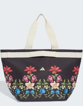 adidas adidas Performance Tote Bag mit Blumenmuster in Schwarz und Creme-Multi