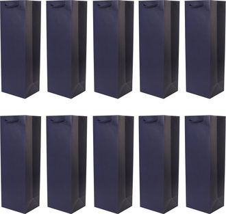 DonDon 10er Packung Flaschent&uuml;ten Geschenkt&uuml;ten dunkelblau f&uuml;r Wein Sekt und Champagner geeignet 36x12x10