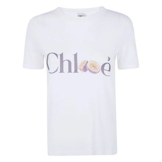 Chlo&eacute; Klassisches Chloe T-Shirt mit Print - - Tops - Damen - Wei&szlig; - M