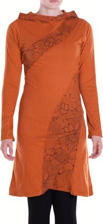 vishes Blumenkleid Langarm-Spitzenkleid mit Kapuze in Orange | Gr&ouml;&szlig;e M (38) | Handgefertigt aus 100% Baumwolle | Ideal f&uuml;r Jede Jahreszeit | Nachhaltige Alte