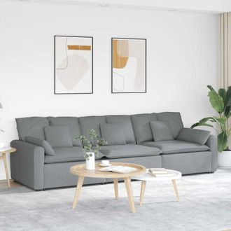vidaXL Modulares Sofa mit Kissen Hellgrau - Vidaxl