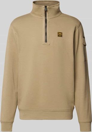 PME Legend Regular Fit Sweatshirt Baumwoll-Mix mit Troyer-Kragen