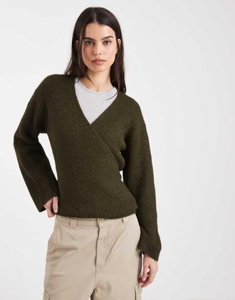 4th & Reckless Gilet cache-coeur en maille côtelée - Olive-Vert