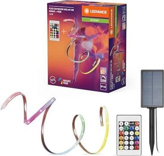 Ledvance FLEX Outdoor-Solar dekorative bunte LED-Streifen für den Außenbereich mit Solarpanel mit Magic RGB; RC; IP44; dimmbar; weiß; Silikon; 3 m; Leuchtmitte