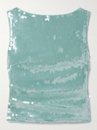 Staud Haut Raccourci En Tulle À Sequins Et À Fronces Eton - Bleu