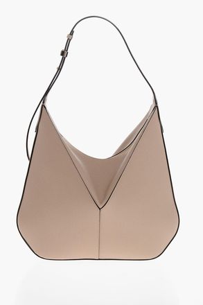 Valextra Hammered Leather Shoulder Bag With Zip Closure Valextra
