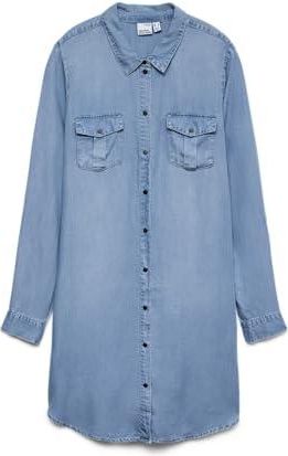 Vero Moda Vmsilla Ls Short Dress Lt BL GA Noos, Robe Femme, Bleu (Light Blue Denim), 34 (Taille Fabricant: X-Small)