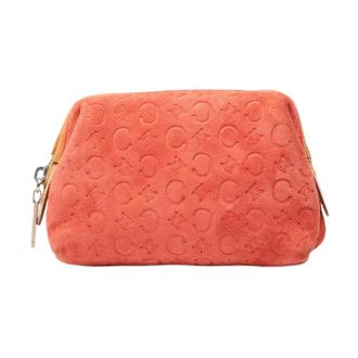 Celine Pre-owned Vintage Suede Monogrammed Pouch - Femme - Pre-owned - Orange - Taille: ONE Size
