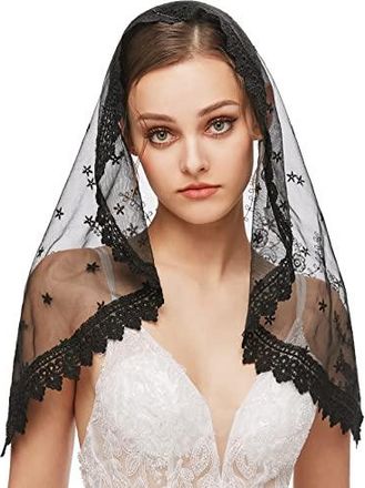 Feoya Voile déglise Chapelle en Dentelle Voile de Tête Mantille Catholique Messe Latin Étole Écharpe de Mariage B1