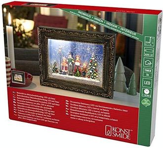 Konstsmide 4357-000, LED Bilderrahmen mit Weihnachtschor, wassergefüllt, 5h Timer, 2 warm weiße Dioden, batteriebetrieben, Innen, Laser